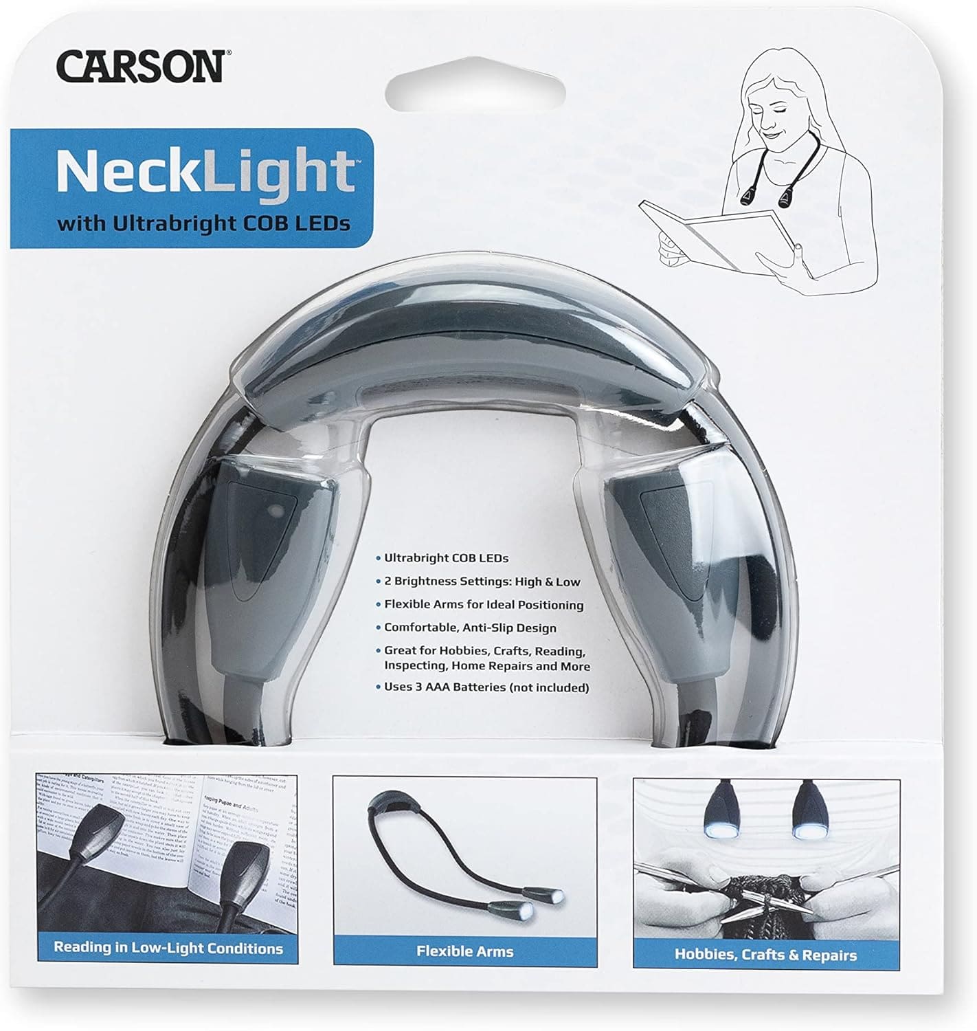Dual Headed COB LED Adjustable Gooseneck Neck Light with Two Brightness ...